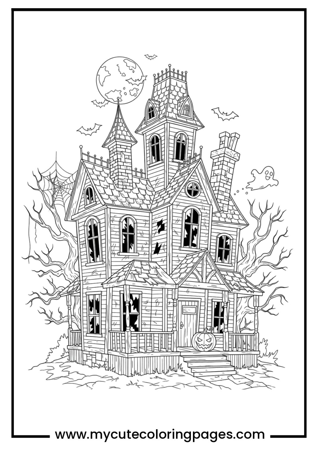 20+ Printable Haunted House Coloring Pages To Brighten Halloween