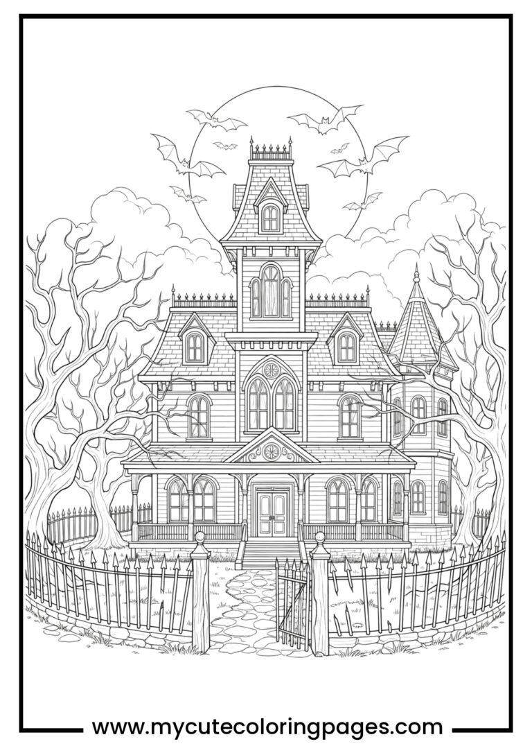 20+ Printable Haunted House Coloring Pages To Brighten Halloween