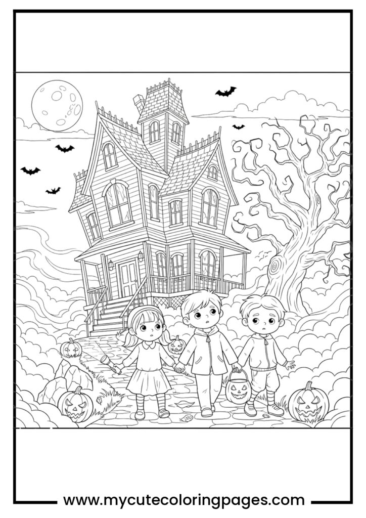 20+ Printable Haunted House Coloring Pages To Brighten Halloween
