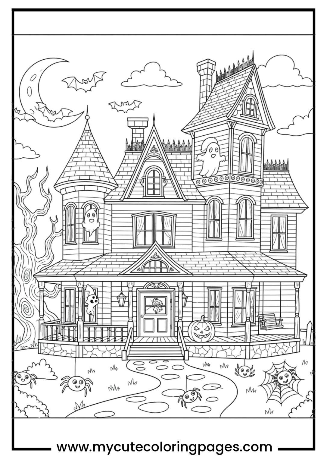 20+ Printable Haunted House Coloring Pages To Brighten Halloween