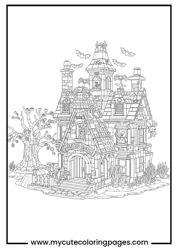 20+ Printable Haunted House Coloring Pages To Brighten Halloween