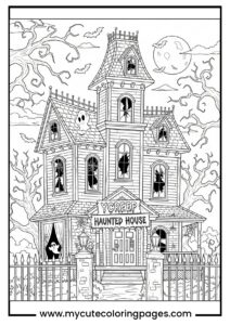 20+ Printable Haunted House Coloring Pages To Brighten Halloween